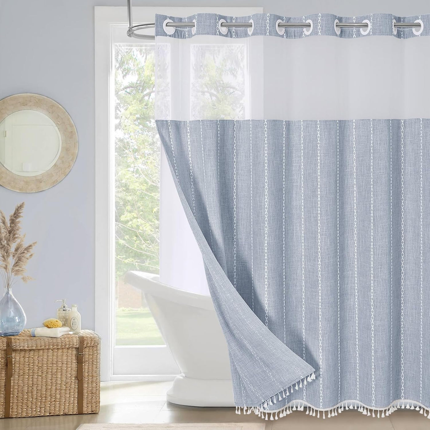 Snap In Linen Shower Curtain